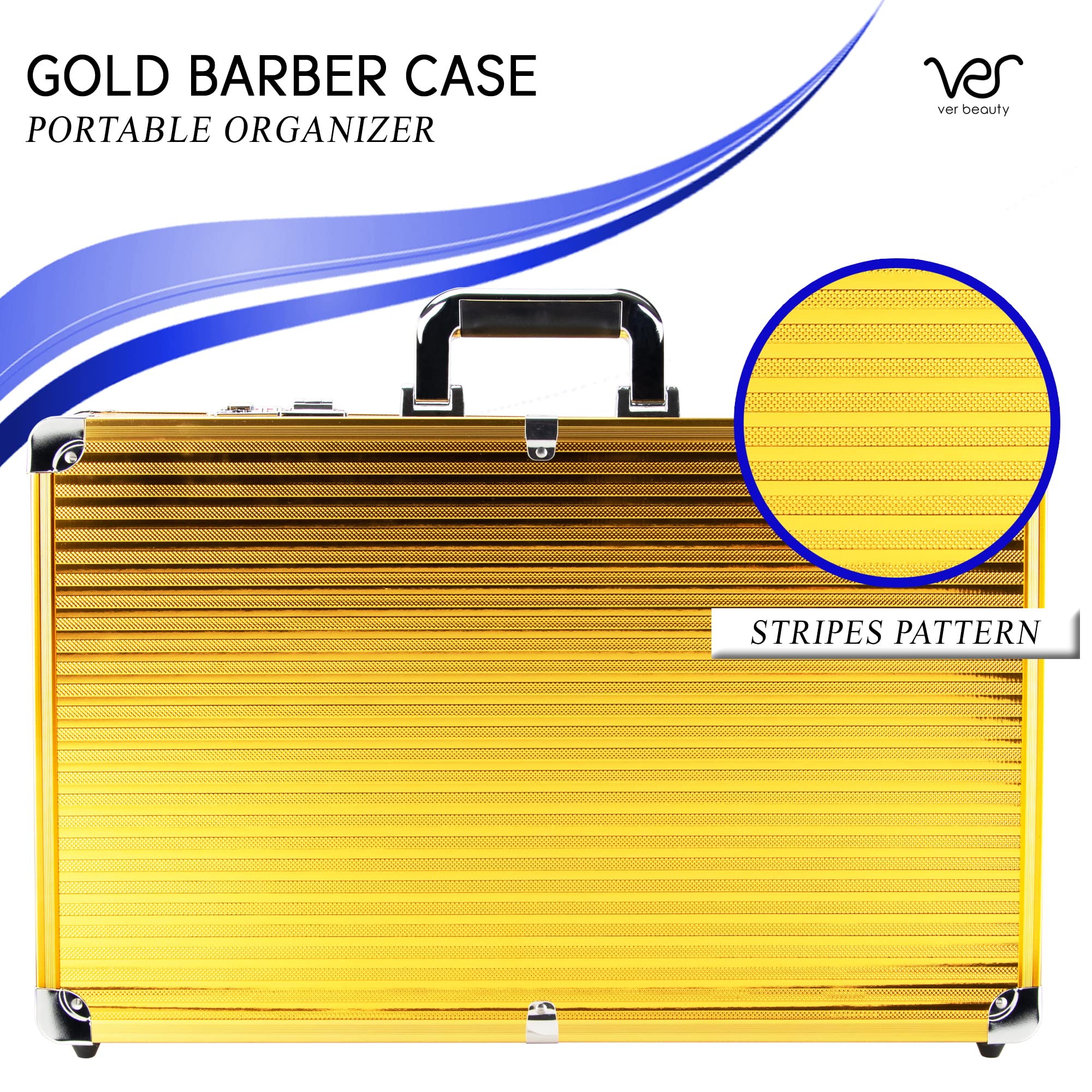 Ver Beauty Professional New Barber Case for Barber Hair Stylist Clippers Trimmers Scissors Blades Guards Shears Portable Organizer Barber Case