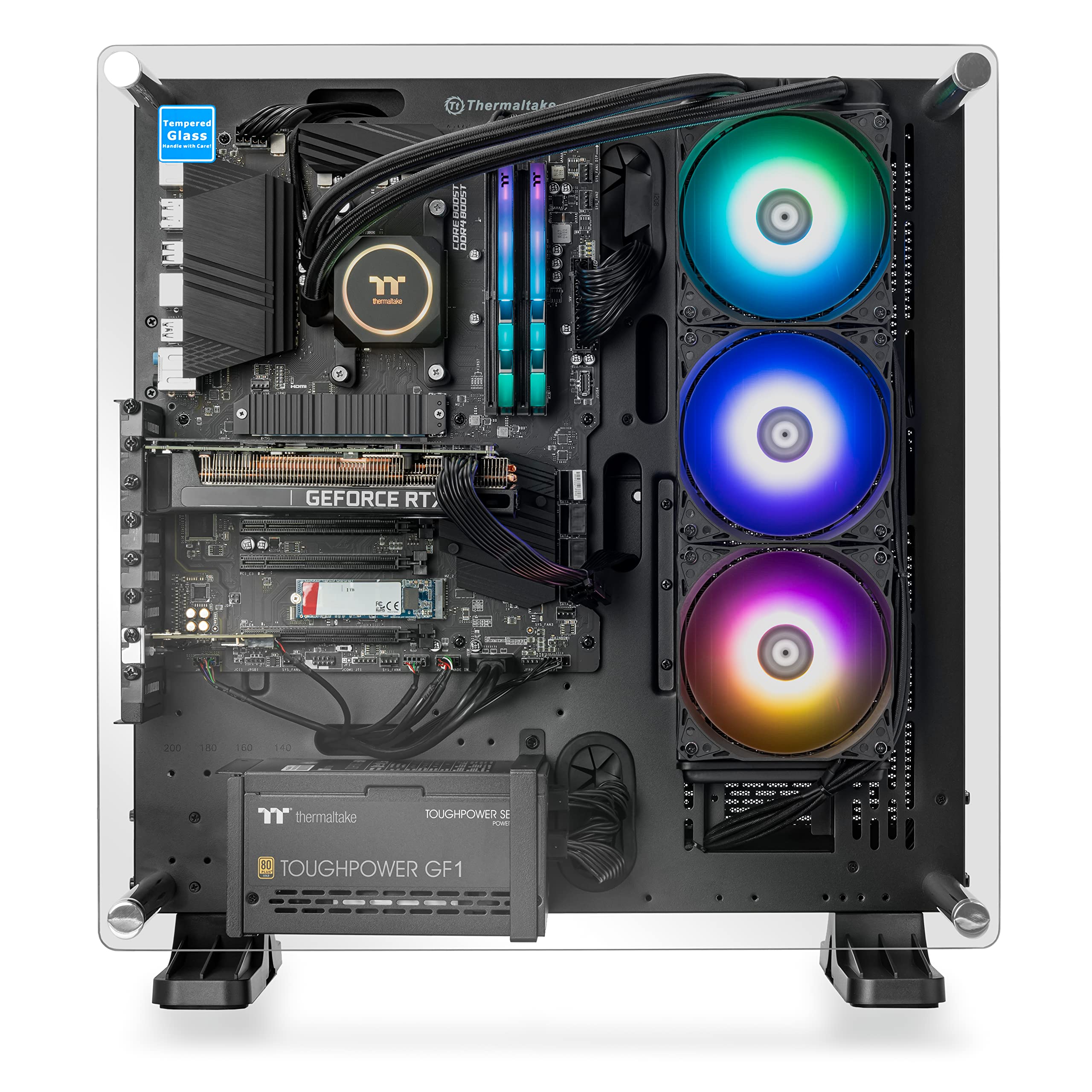 Thermaltake LCGS Shadow 360 AIO Liquid Gaming PC (AMD RYZEN 5 5600X 6-core, ToughRam DDR4 3600Mhz 16GB RGB Memory, NVIDIA® GeForce RTX™ 3060, 1TB NVMe M.2, WiFi,Win 10 Home) P3BK-B550-S36-LCS