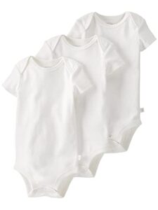 little planet by carter's unisex-baby 3-pack short sleeve bodysuits made with organic cotton, creamy, 3 months