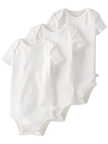 little planet by carter's unisex-baby 3-pack Short Sleeve Bodysuits made with Organic Cotton, Creamy, 3 Months