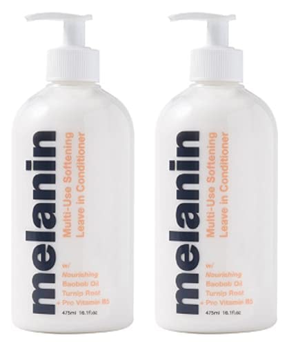 M & H Melanin Multi-Use Softening Leave In Conditioner,16 Oz. Formulated with Nourishing Baobab Oil, Turnip Root,ProVitamin B5,Hydrate, Soften and Condition, 16 Fl Oz (Pack of 1) (Two Pack)