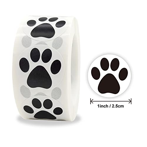 RLECS 2pcs Self Adhesive Label Sticker 2.5cm Black Paw Prints Stickers Envelope Seals for Children