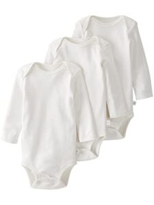 little planet by carter's unisex-baby 3-pack long sleeve bodysuits made with organic cotton, cream, 9 months