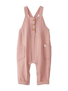 little planet by carter's unisex-baby organic cotton gauze overall jumpsuit, rose, 9 months