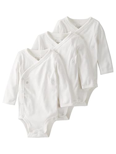 little planet by carter's unisex-baby 3-pack Long Sleeve Bodysuits made with Organic Cotton, Light Cream, Newborn