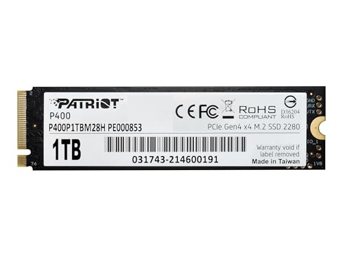 Patriot P400 1TB Internal SSD - NVMe PCIe M.2 Gen4 x 4 - Low-Power Consumption Solid State Drive - P400P1TBM28H