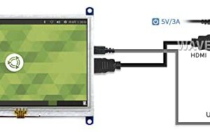 waveshare 5" 800×480 Resistive Touch Screen LCD TFT Monitor for Raspberry Pi 4B/3B+/3B/2B/A+/Zero/Zero W/WH, PC Windows 10/8.1/8/7, Driver Free