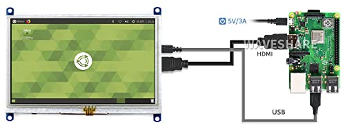 waveshare 5" 800×480 Resistive Touch Screen LCD TFT Monitor for Raspberry Pi 4B/3B+/3B/2B/A+/Zero/Zero W/WH, PC Windows 10/8.1/8/7, Driver Free