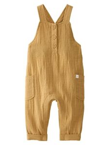 little planet by carter's baby organic cotton gauze overall jumpsuit, prairie grass, 9 months