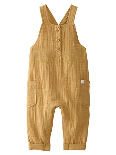 little planet by carter's Baby Organic Cotton Gauze Overall Jumpsuit, Prairie Grass, 9 Months