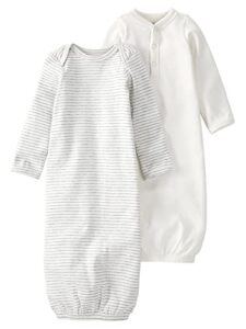 little planet by carter's unisex-baby baby 2-pack sleeper gowns made with organic cotton, light cream/heather grey, 3 months