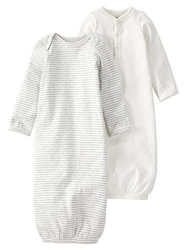 little planet by carter's unisex-baby Baby 2-pack Sleeper Gowns made with Organic Cotton, Light Cream/Heather Grey, Preemie