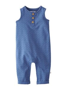 little planet by carter's unisex-baby terry jumpsuit made with organic cotton, blue geo, 9 months