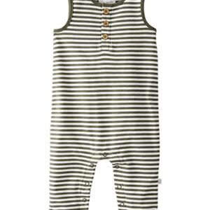 little planet by carter's unisex-baby Terry Jumpsuit made with Organic Cotton, Olive Stripes, 6 Months