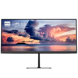 fiodio 24'' 21:9 75hz computer monitor, 2560x1080p ultra wide full hd flat monitor with hdmi display ports, adjustable tilt, free-tearing eye care for home office, gaming (dp cable included) (23h2f)