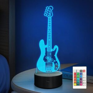 anywin guitar gift, bass guitar musical instruments illusion night light festival birthday day children present nursery bedroom desk table decoration for boys kids music lovers