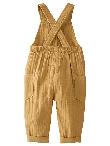 little planet by carter's Baby Organic Cotton Gauze Overall Jumpsuit, Prairie Grass, 9 Months