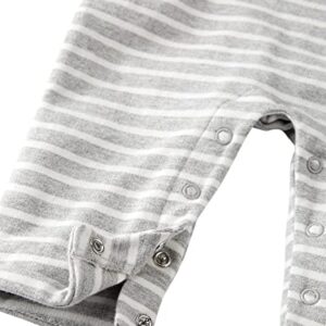 little planet by carter's unisex-baby Terry Jumpsuit made with Organic Cotton, Grey Stripes, 12 Months