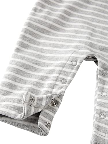 little planet by carter's unisex-baby Terry Jumpsuit made with Organic Cotton, Grey Stripes, 12 Months