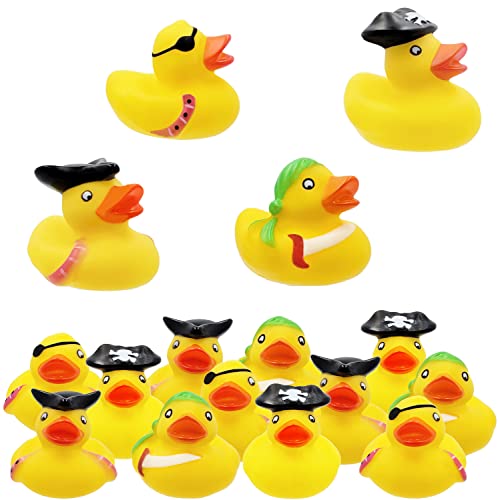 The Dreidel Company St. Patrick's Pirate Rubber Duck Toy Duckies for Kids, Bath Birthday Projects Gifts Baby Showers Classroom Summer Beach and Pool Activity Party Favors, 2" (12-Pack)