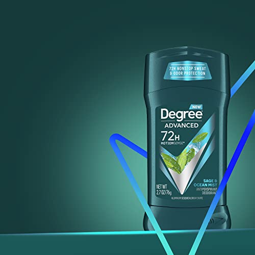 Degree Men Advanced Antiperspirant Deodorant 72-Hour Sweat and Odor Protection Sage and Ocean Mist Deodorant for Men with Motionsense Technology 2.7 oz 4 Count