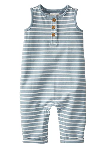 little planet by carter's unisex-baby Terry Jumpsuit made with Organic Cotton, Blue Stripes, 3 Months