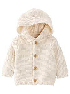 little planet by carter's unisex-baby organic cotton signature stitch cardigan, cream, 9 months