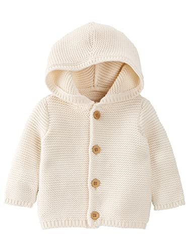 little planet by carter's unisex-baby Organic Cotton Signature Stitch Cardigan, Cream, 9 Months