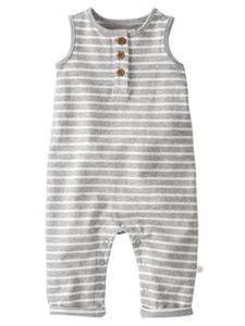 little planet by carter's unisex-baby terry jumpsuit made with organic cotton, grey stripes, 12 months