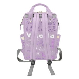 XOZOTY Name Light Purple Diaper Bags with Name Waterproof Mummy Backpack Nappy Nursing Baby Bags Gifts Tote Bag for Women