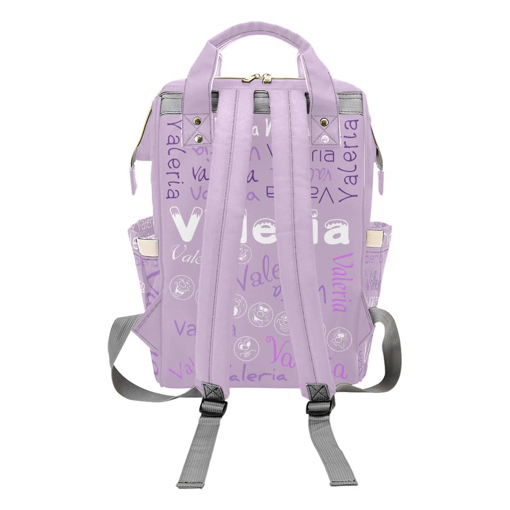 XOZOTY Name Light Purple Diaper Bags with Name Waterproof Mummy Backpack Nappy Nursing Baby Bags Gifts Tote Bag for Women