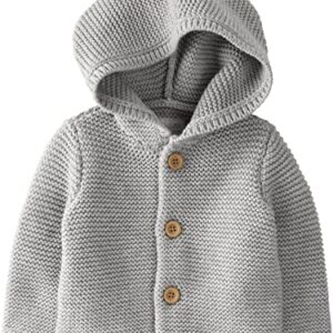 little planet by carter's unisex-baby Organic Cotton Signature Stitch Cardigan, Grey Heather, 3 Months