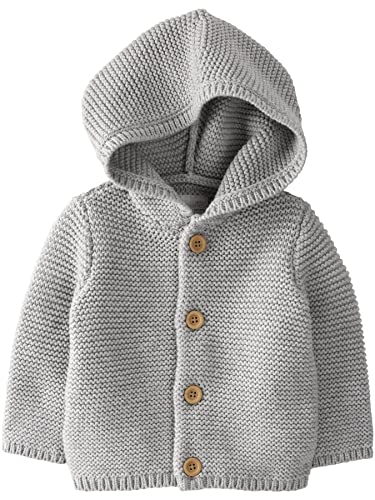 little planet by carter's unisex-baby Organic Cotton Signature Stitch Cardigan, Grey Heather, 3 Months