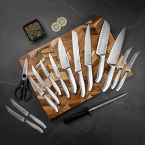 BILL.F Kitchen Knife Set Professional Knife Set with Wooden Block, 14 Pieces Ultra Sharp Stainless Cutlery Kitchen Knife Tool Set with Steak Knives, Kitchen Shears