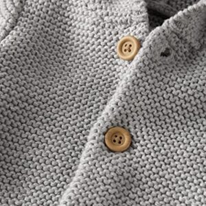 little planet by carter's unisex-baby Organic Cotton Signature Stitch Cardigan, Grey Heather, 3 Months