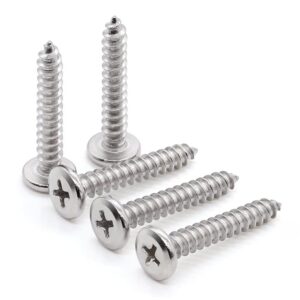 glvaner m4 x 16mm (100 pcs) stainless steel flat round head phillips drive self tapping screws, 304 stainless steel 18-8, sheet metal screws, wood screws