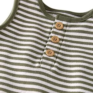 little planet by carter's unisex-baby Terry Jumpsuit made with Organic Cotton, Olive Stripes, 6 Months