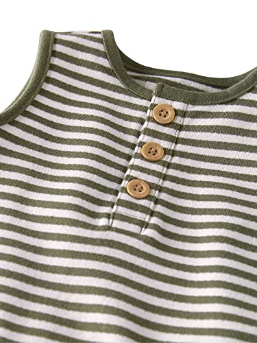 little planet by carter's unisex-baby Terry Jumpsuit made with Organic Cotton, Olive Stripes, 6 Months