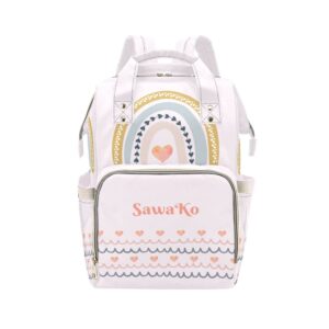 cuxweot rainbow love pattern diaper bags personalized with name customized travel back pack hiking camping mum backpack 10.83 x 6.69 x15 inch (lxwxh)