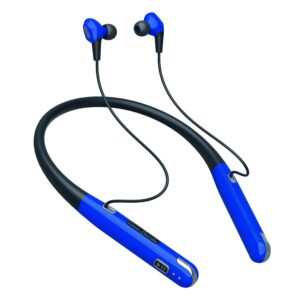 neckband bluetooth headphones wireless earbuds 50h continuous working time ipx5 lightweight foldable sports earphones with built-in mic hd call noise cancelling for trucker workout (blue), ak01-03