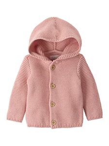 little planet by carter's unisex-baby organic cotton signature stitch cardigan, blush, newborn