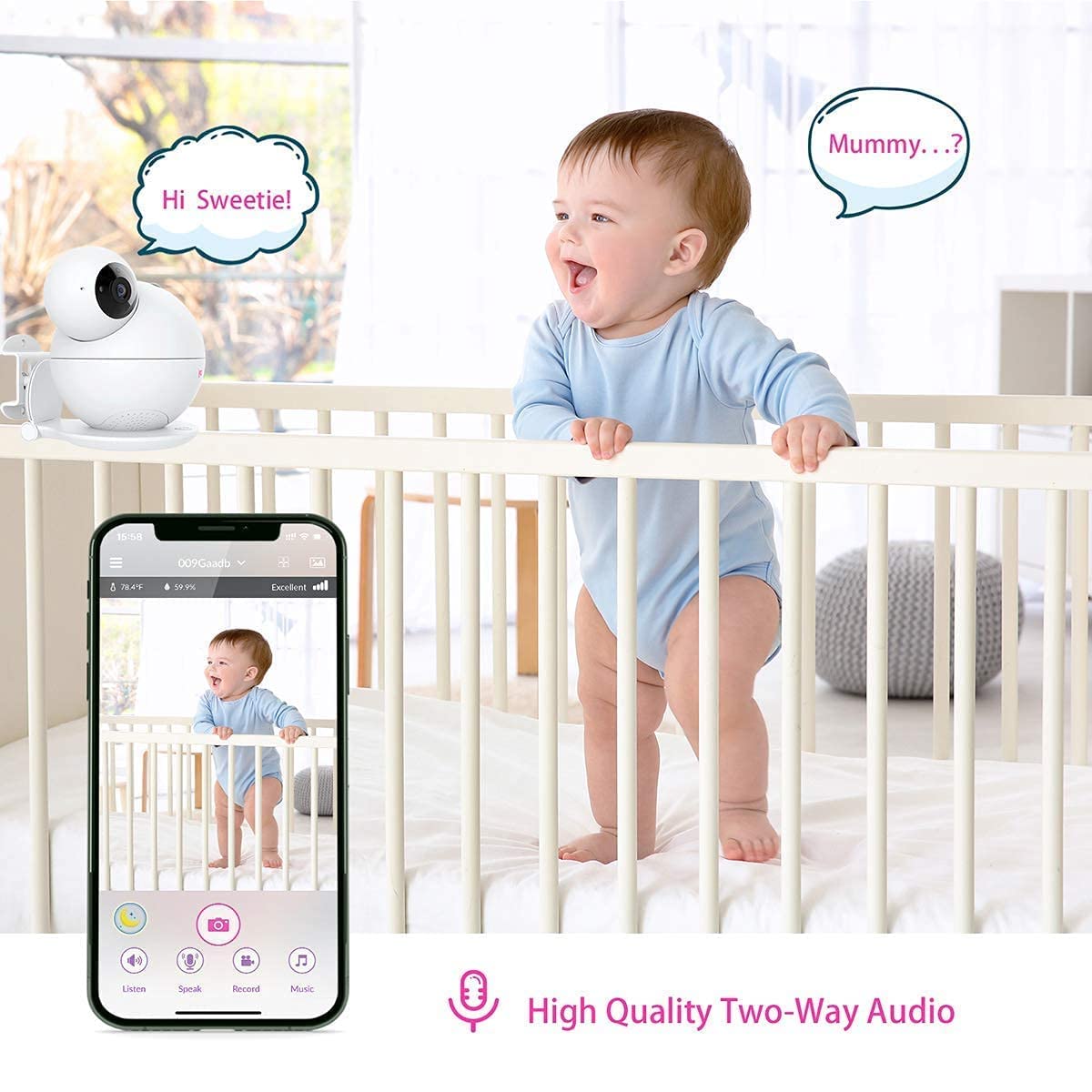 iBaby i2 Breathing Smart Baby Monitor and iBaby M8 2K Baby Camera Monitor, Night Vision, 2 Way Talk, Compatible with Smartphone.