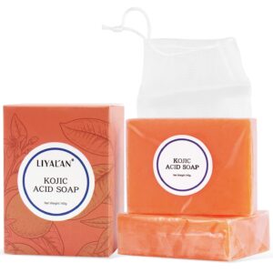 liyalan kojic acid soap bar(4.94 oz/2 bars) moisturizing deep cleansing for face and body smooth skin care products 140g x 2 bars