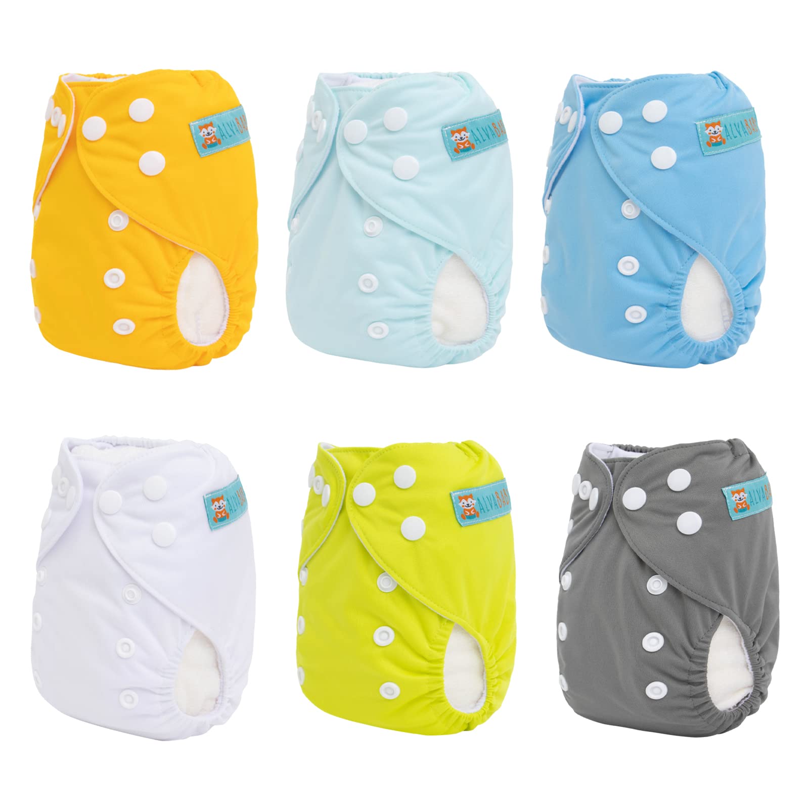 ALVABABY Newborn Cloth Diapers for Less Than 12 pounds Baby Pocket Hook and Loop Closure Cloth Diapers Nappy 6pcs with 12 Inserts 6VBS100