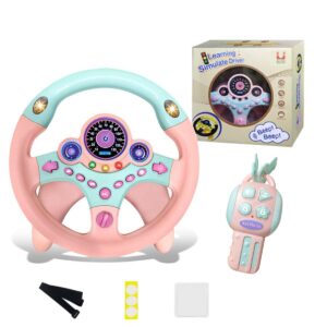 xhsp steering wheel toy with lights music, simulated driving for toddlers pretend play toy adsorption driving wheel for kids (style 2)