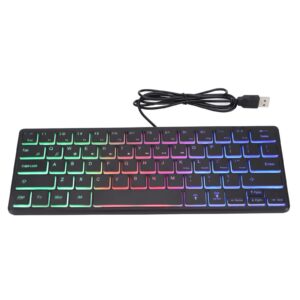 ashata mini usb wired gaming keyboard 64 keys rgb backlights computer gaming keyboard for desktop notebook computer, plug and play