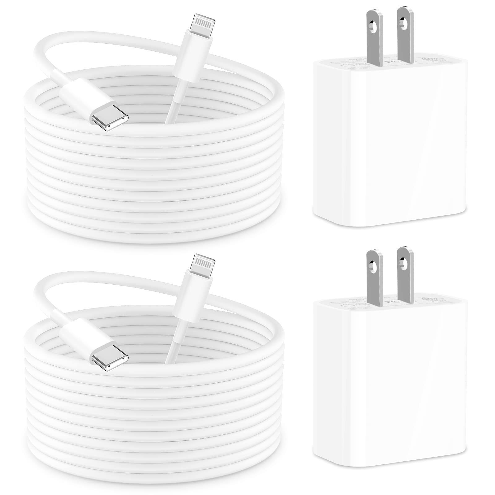 【MFi Certified】iPhone 14 Charger Fast Charging, Rombica 2Pack 20W PD USB-C Power Wall Charger Adapter with 6FT Type-C to Lightning Cable Compatible for iPhone 14 Pro 14 Pro Max 13 12 11 XS XR X 8 iPad