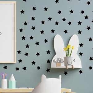 100 pcs/set star decal for wall sticker removable peel and stick vinyl decoration home bedroom living room nursery diy patten decor ymx64 (black)