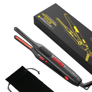 mini flat iron, egoera pro 2 in 1 pencil hair straightener and curler for women short hair and men beard