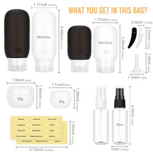 Morfone 13 Pack Travel Bottles Leakproof Travel Containers for Toiletries TSA Approved Silicone Travel Accessories Squeezable Refillable 2oz 3oz for Cosmetic Shampoo Conditioner Lotion (BPA Free)